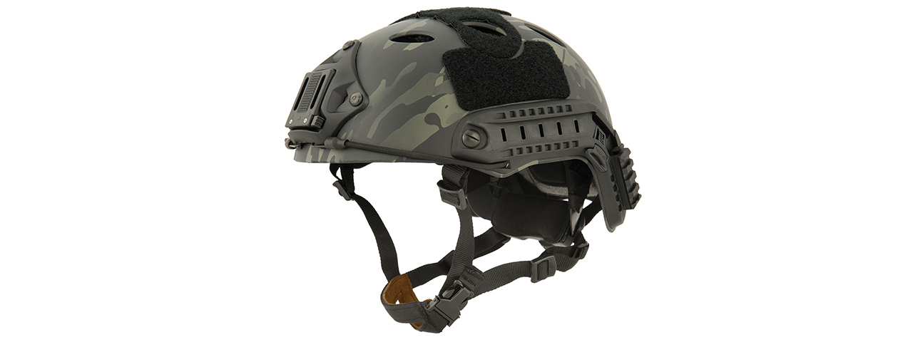 Lancer Tactical PJ Airsoft Helmet w/Side Rails ( Camo Black / L - XL )