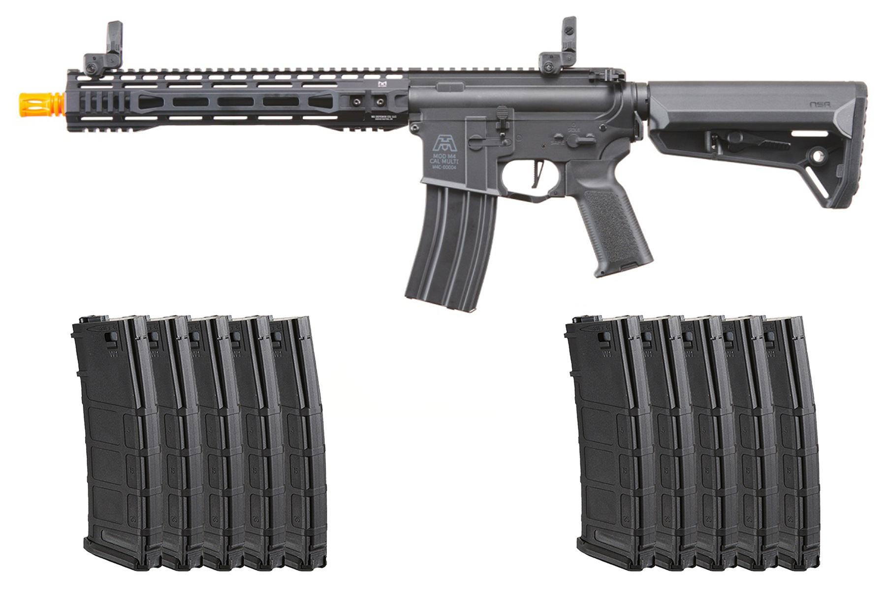 BG Defense Type-A SPR 12" Gen 3 AEG Rifle 10 Pack Mag Combo