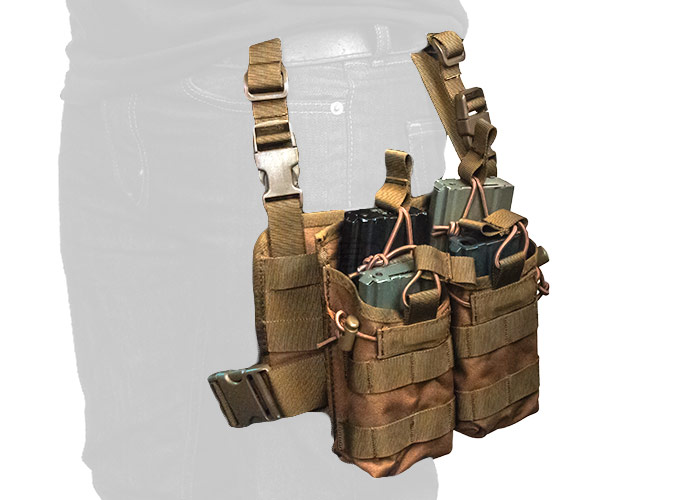 Lancer Tactical Bungee Magazine Pouch Leg Rig MOLLE ( Tan )
