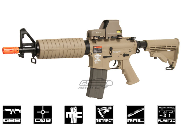 Combat Machine M4 CQB Gas Blow Back Airsoft Gun ( Tan )